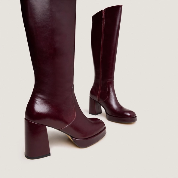 Bottes En Cuir Bordeaux